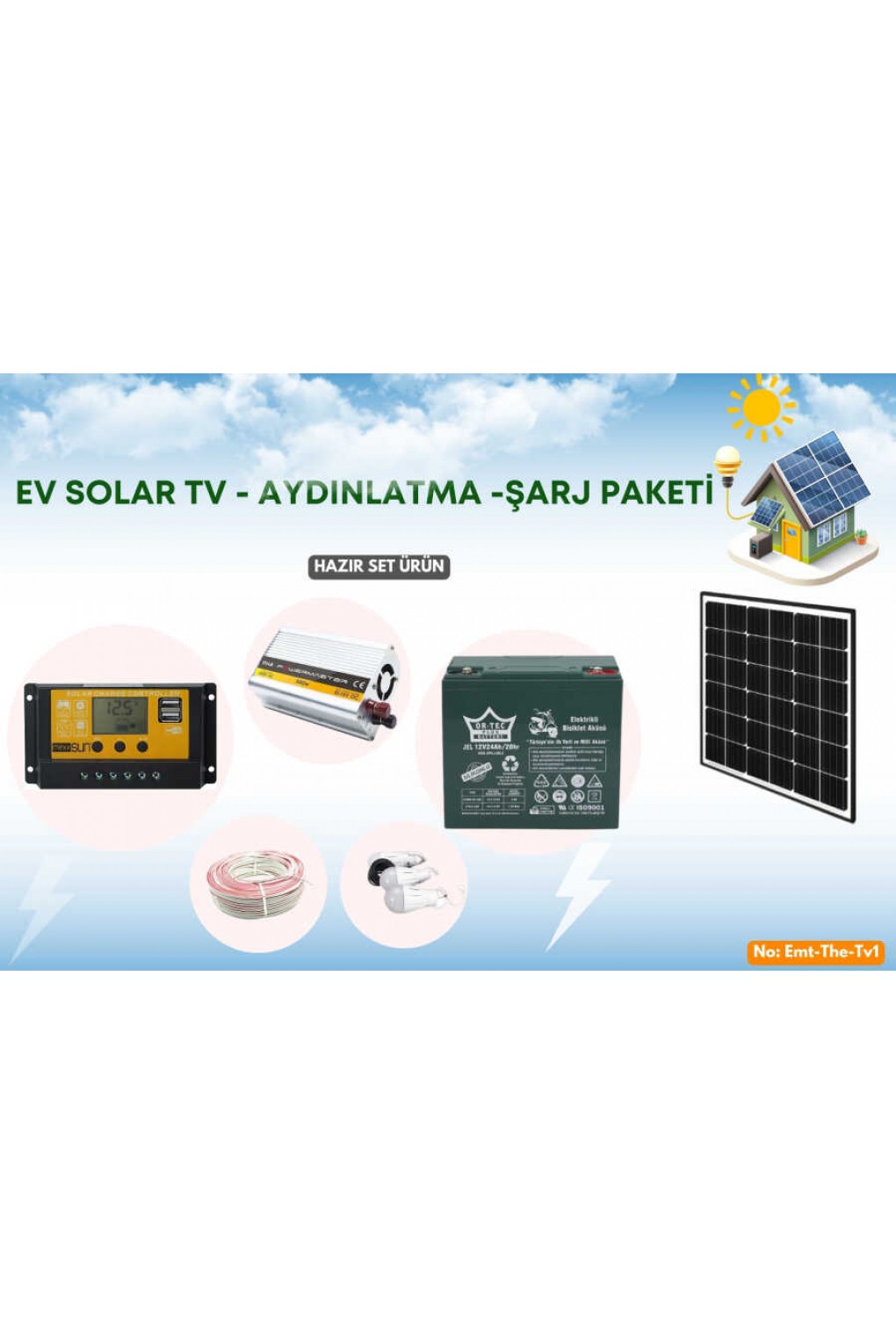 Güneş Enerjisi Aydınlatma - Tv Paketi 500w Inverter 50w Güneş Paneli ...